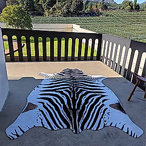 rugoo Zebra Print Rug 6.4 ft x 8.5 ft Black and White Animal Print Rug Animal Printed Rug Cartoon Cute Area Rug Faux Fur Rug Animal Print Mat Carpet for Living Room Bedroom Nursery Sofa