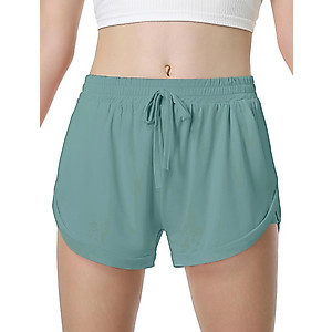 EXARUS Girls Athletic Shorts Running 2 in 1 Cheer Track Workout with Pockets Sports Dolphin for Kids Green 8Y