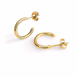 Altitude Boutique Small Gold Hoop Earrings For Women | 18kt Gold Plated Thin Tube Earrings | Lightweight, Hypoallergenic Chunky Gold Open Hoops (Gold 15mm)