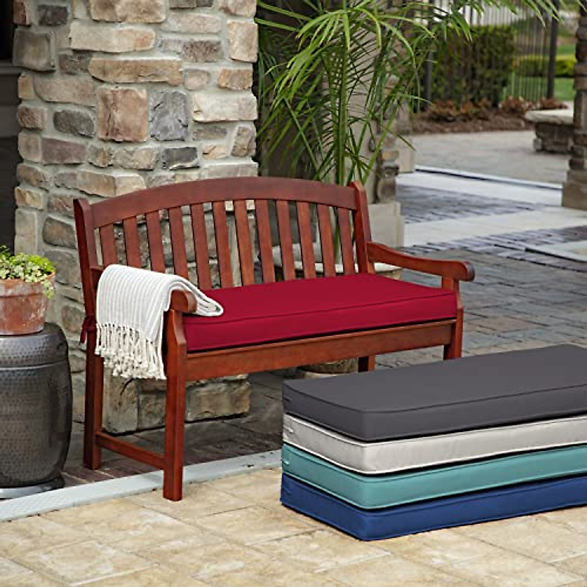 Arden Selections Outdoor Bench Cushion 18 x 46, Caliente Red