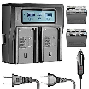 Neewer 2 Pieces 6600mAh Replacement Li-ion Battery for Sony NP-F970 NP-F960 NP-F975 NP-F570 and LCD Dual Charger, Fit for Neewer CN160 FW568 F100 F200 FW700 and Other LED Video Light or Monitor
