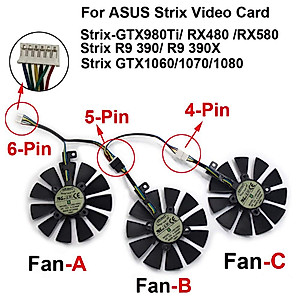 inRobert 87mm T129215SU Graphics Card Cooling Fan for ASUS Strix GTX980Ti/R9390/RX480/RX580 Video Card Cooler (Fan-3pcs)