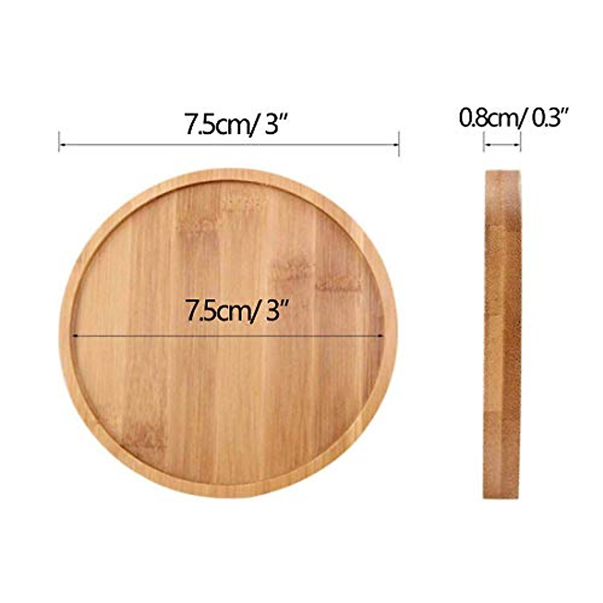 OYSIR 6pcs 3 inch Bamboo Round Plant Saucer, Mini Flower Pot Tray for Cactus Plant Pot Flower Pot Container Planter Bonsai Pots,no Plants Pot