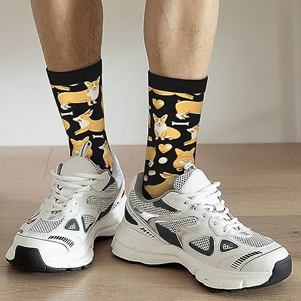 Muvtioc Funny Novelty Socks For Dog Lover,Cute Corgi Printed Casual Crew Sock Gifts For Men Women,Cute Funny Corgi