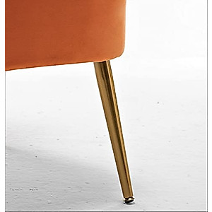 US Pride Modern Furniture Velvet Accent Chair for Living Room, Bedroom, or Entryway - Stylish and Comfortable Armless Design with Metal Legs, Orange Red