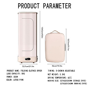 Electric Clothes Dryer, 1000W Portable Steam Drying Machine, Automatic Ironing Machine, Electric Clothes Dryer, 360° Hot Air Circulation/240Min Intelligent Timer