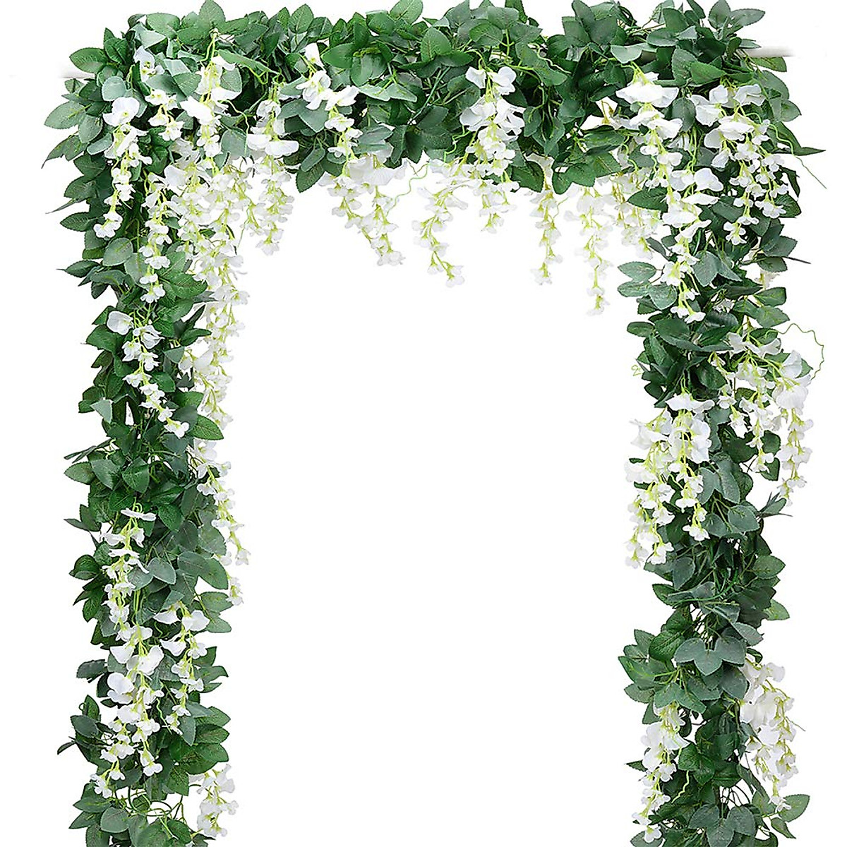 8pcs Artificial Grass Plants Fake Bushes Artificial Shrubs Artificial Fake Grass Plant Faux Wheat Grass for Outdoor UV Resistant Plastic Greenery Plants (5, White)