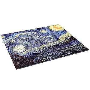 Menesia Tempered Glass Cutting Board for Kitchen, Van Gogh Design Blue Starry, Large Heat Resistant Cutting Boards, Dishwasher Safe Chopping Board(Large 12x14inch)