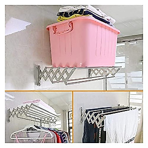 XMCX Wall Mounted Laundry Drying Rack Space-Saver Retractable Fold Away Clothes Drying Rack Clothes Hanger for Balcony Laundry Bathroom Bedroom Easy Storage (Size : 50cm/19.7in)
