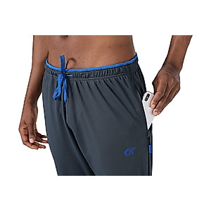 NEIKU Men's Lightweight Sweatpants Loose Fit Open Bottom Mesh Athletic Pants with Zipper Pockets Gray Large