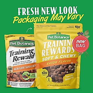 Pet Botanics Training Rewards Treats for Dogs, Made with Real Pork Liver, Focuses, Motivates, Rewards, Speeds Up Learning Curve, No BHA, BHT, Ethoxyquin, Bacon, 20 oz (1 pack)