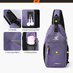 SKYSPER Sling Bag Crossbody Backpack - Chest Shoulder Cross Body Bag Travel Hiking Casual Daypack for Women Men(Purple)