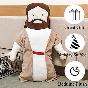 Corandis 20inch Jesus Plush Toy Jesus Stuffed Dolls Cartoon Jesus Pillow Christ Religious Savior Toys Christian Figure Home Christmas Decoration Baptism Gift