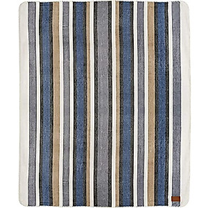 QISU Alpaca Wool Blanket Throw | Large, Beautiful, Warm, Stripe | 85 x 65 inches | Ultra-Soft, Hypoallergenic and Breathable | Non-Itchy or Scratchy Fabric (Brown Blue Grey White)
