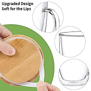 Wwyybfk Double Wall Glass Coffee Mugs, 16oz Insulated Glass Espresso Mugs Cups with Handle Lid (Set of 2) for Cappuccino, Latte,Tea (455ml)