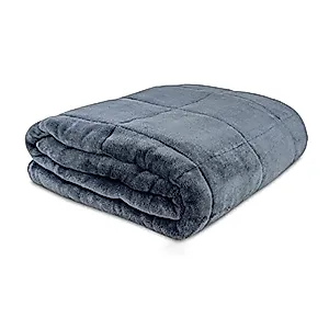 Quiilai Portable Flannel Weighted Blanket 10 lb 50"x 60" (Grey)