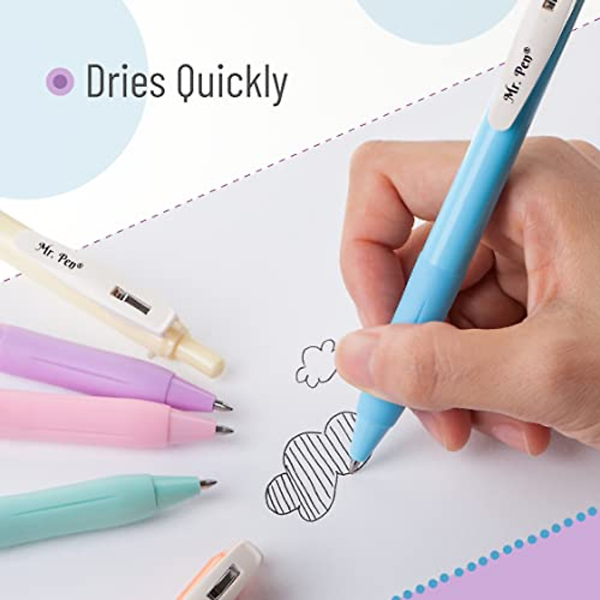 Mr. Pen- Gel Pens, Black, 6 Pack, Gel Ink Pens Medium Point, Quick Dry Pens for Note Taking, Writing Pens, Retractable Gel Pens, Black Ink Pens, Pens for Bible Journaling