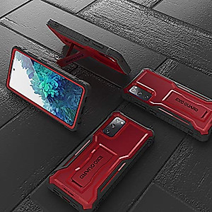 ExoGuard Samsung Galaxy S20 FE 5G Case, Rubber Shockproof Full-Body Cover Case Built-in Screen Protector with Kickstand for Samsung S20 FE 5G Phone (Red)