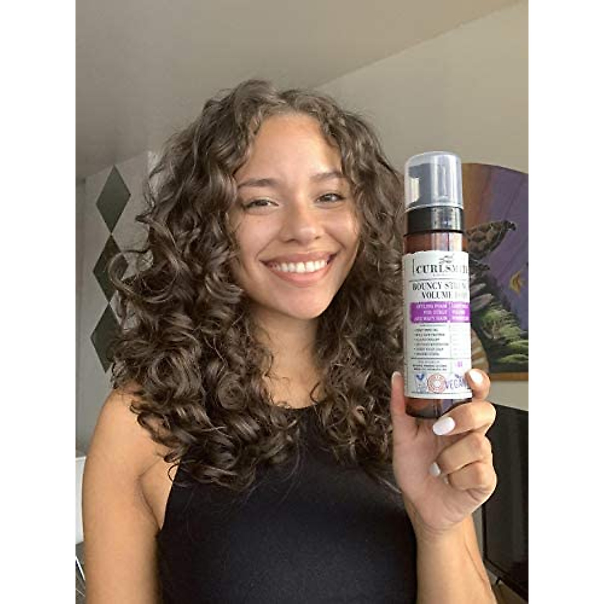 CURLSMITH - Bouncy Strength Volume Foam, Styling Foam for Curly & Wavy Hair, Light Hold (7.5 fl oz)