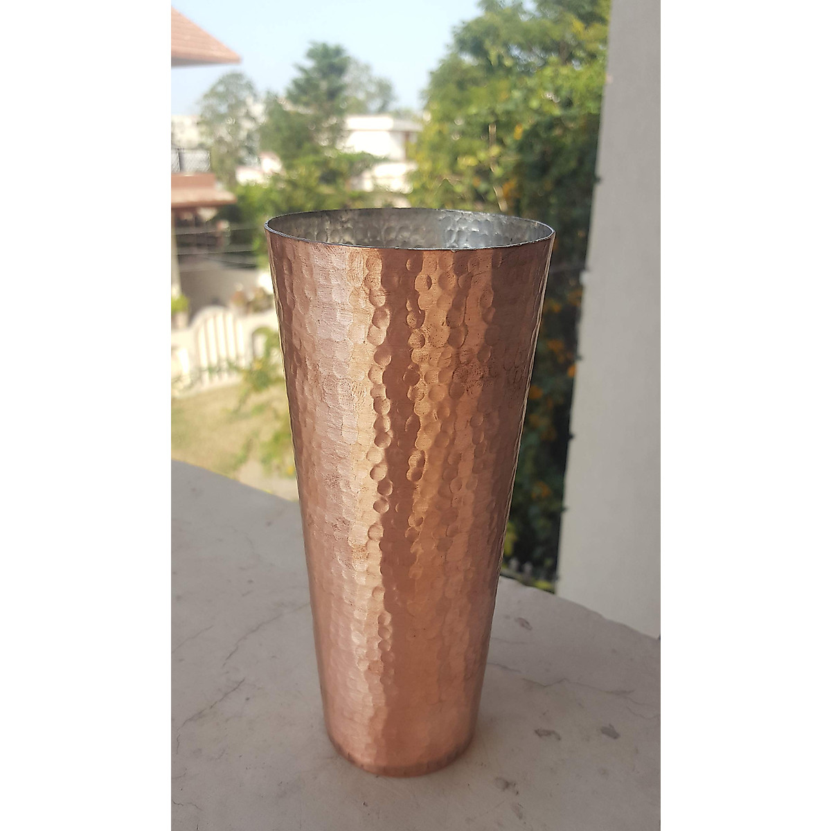 De Kulture Handmade Pure Solid Copper Large Glass Cup Tumbler Drinkware for Milk Water Medicinal Liquid Ice Coffee Ice Tea Cocktail Beer Sake Whiskey Vodka Rum Tequila, 3x 7 (DH) Inches, 600 ml