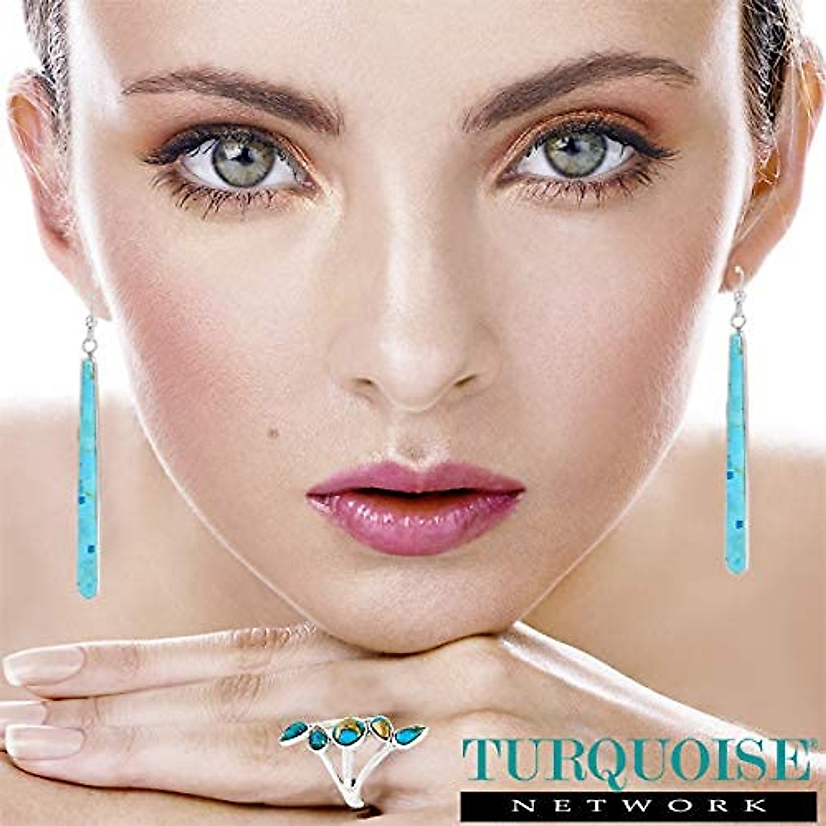 Turquoise Earrings 925 Sterling Silver & Genuine Turquoise (Choose Color) (Turquoise)