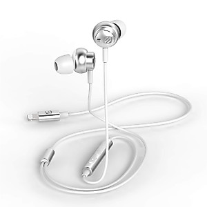 Scosche iDR500LW-XVSP2 Wired Earbuds for Lightning Devices, Silver/White