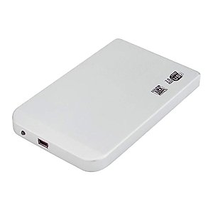JMT 2.5 inch Hard Disk Drive SATA to Mini USB 2.0 Enclosure Tool Free Aluminum Alloy HDD Case Portable External SSD Box Support 2TB (White)