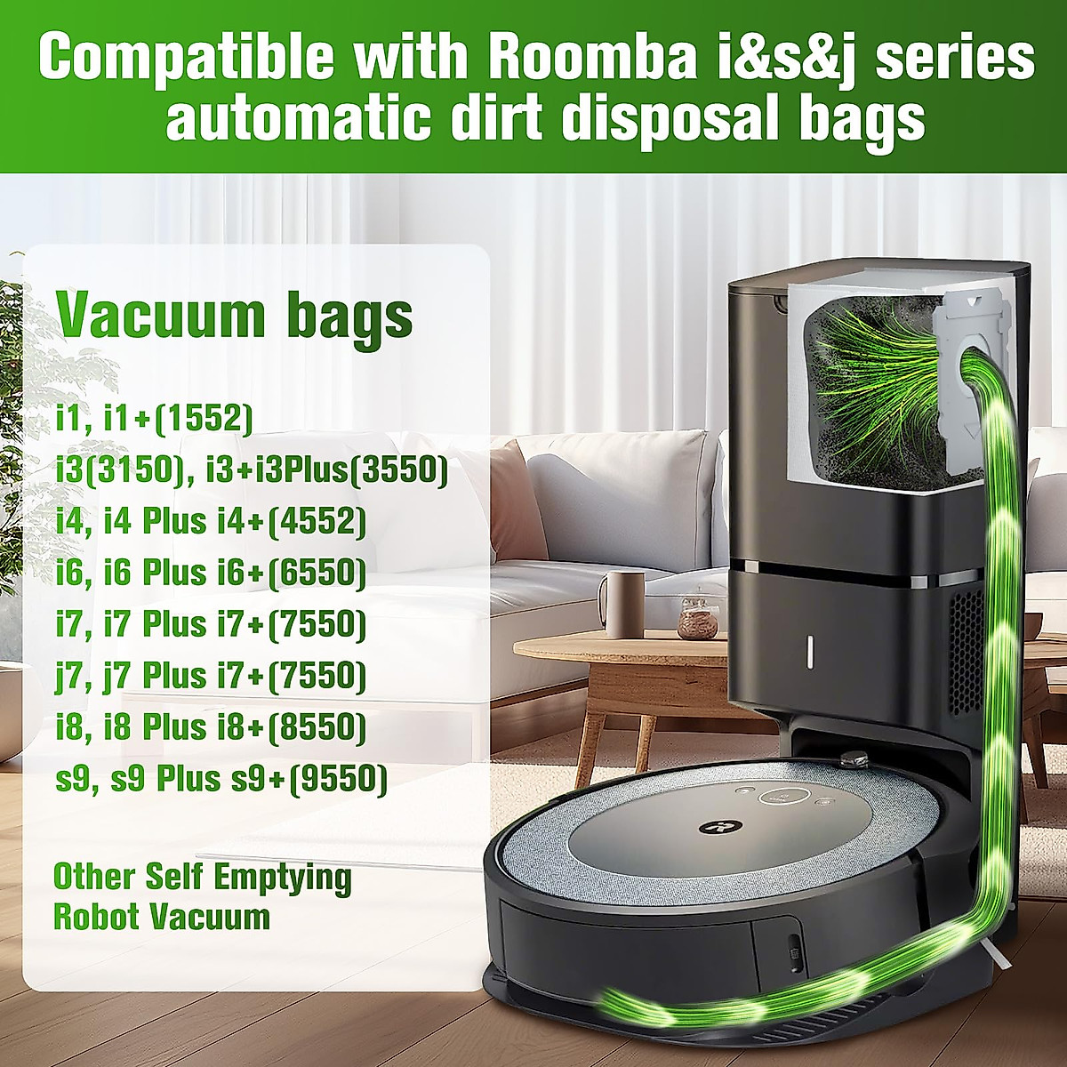 XREY 12 pack Replacement Vacuum Bags Compatible with irobot Roomba i3, i3+,i7, i7+, j7, j7+,i7plus, i4, i4+,i6, i6+, i8, i8+,s9, s9+, s9plus,I & S & J Series Automatic Dirt Disposal Bag…