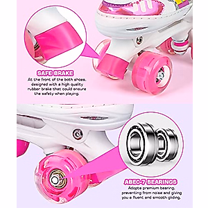 Roller Skates for Girls and Boys,4 Size Adjustable Kids Toddler Roller Skates with Light up Wheels for Toddlers Children Outdoor Indoor Medium(13C-3Y)