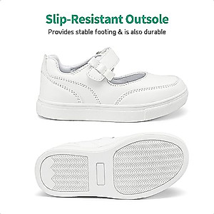 DREAM PAIRS Kids Girls Mary Jane Sneakers Strap Toddler Little Girls School Shoes Soft Walking Party Flat Shoes White Size 10 Toddler SDFS2323K