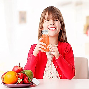 BallHull 4 OZ Plastic Juice Bottles with White lid, Reusable Clear Bulk Beverage Containers for Juice, Milk and Other Homemade Beverages, 6 Pcs.