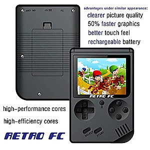 Handheld Games Console for Kids Adults - Retro Video Games Consoles 3 inch Screen 168 Classic Games 8 Bit Game Player with AV Cable Can Play on TV (Black)