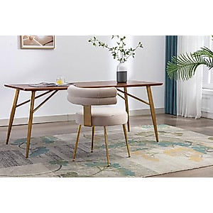 Dsnyu Beige Chair Accent, Modern Chair Velvet Armless Comfy Home Furniture for Living Room 19.29" Lx21.65 Wx28.35 H