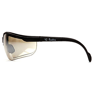 Pyramex V2 Readers Safety Eyewear, Indoor/Outdoor Mirror +2.0 Lens With Black Frame