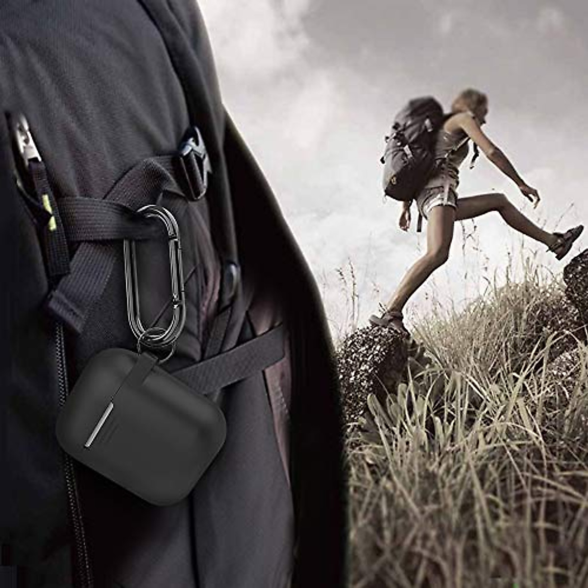 AhaStyle AirPods Case Cover Plus Hand Strap Silicone Protective Case Cover Accessories Compatible with Apple AirPods 2 & 1 for Man Wonen Girls(Black)