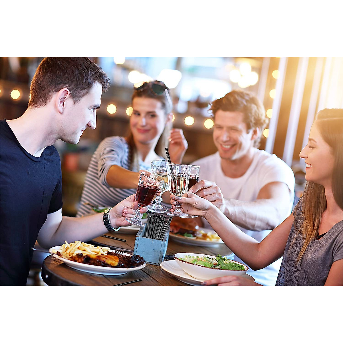 DAKOUFISH 13 Inch Long Black Reusable Plastic Replacement Drinking Straws for 40 oz & 50 oz Mason Jar,Tumblers, Set of 12 with Cleaning Brush (13inch, Black)