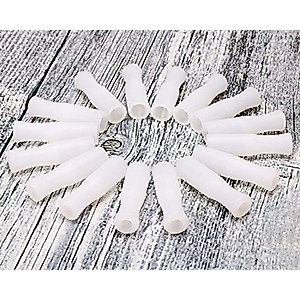 Mini Skater 16Pcs Silicone Straws Tips Food Grade Reusable Anti-Scald/Cold Straws Cover Fit for 1/4 Inch Wide(6mm Out diameter) Stainless Steel Straws (White)