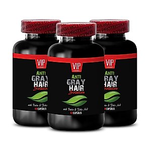 Pure Biotin for Hair Growth - Gray Hair Solution - Anti Gray Hair Women, Saw Palmetto for Women Hair Loss, biotin Vitamins for Hair Skin and Nails, paba Supplement, Gray Hair Pills, 3 B 180 Caps
