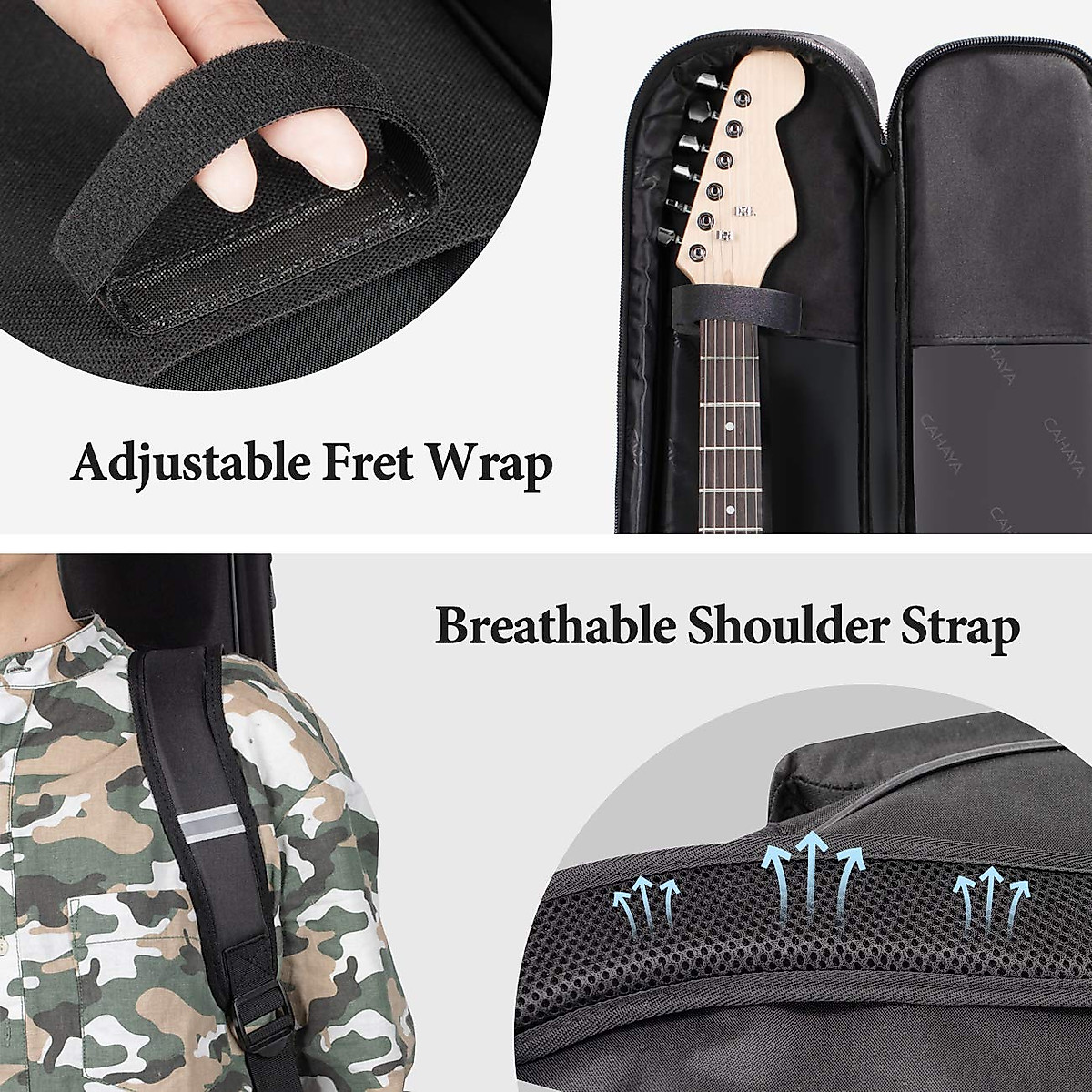 CAHAYA Electric Guitar Bag Padded Gig Bag Soft Case - 0.5in Thick Padding with Reflective Bands CY0201