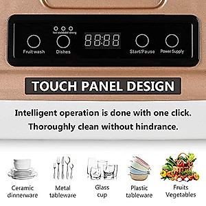 HAIMIM Portable Countertop Dishwasher,4 Washing Programs, Air-Dry Function and LED Light for Small Apartments, Dorms and RVs (Golden)