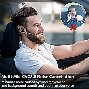 Conambo Bluetooth Headset V5.1, 720hrs Standby Wireless Headset CVC8.0 Multi Mic Noise Cancelling Bluetooth Earpiece for Cellphone iPhone Android Samsung