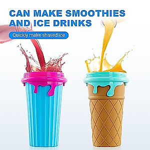 Double Layers Slushie Cup, DIY Homemade Squeeze Icy Cup, LEEVOT Frozen Magic Squeeze Slushy Maker Cup Turn Anything Into A Slushy