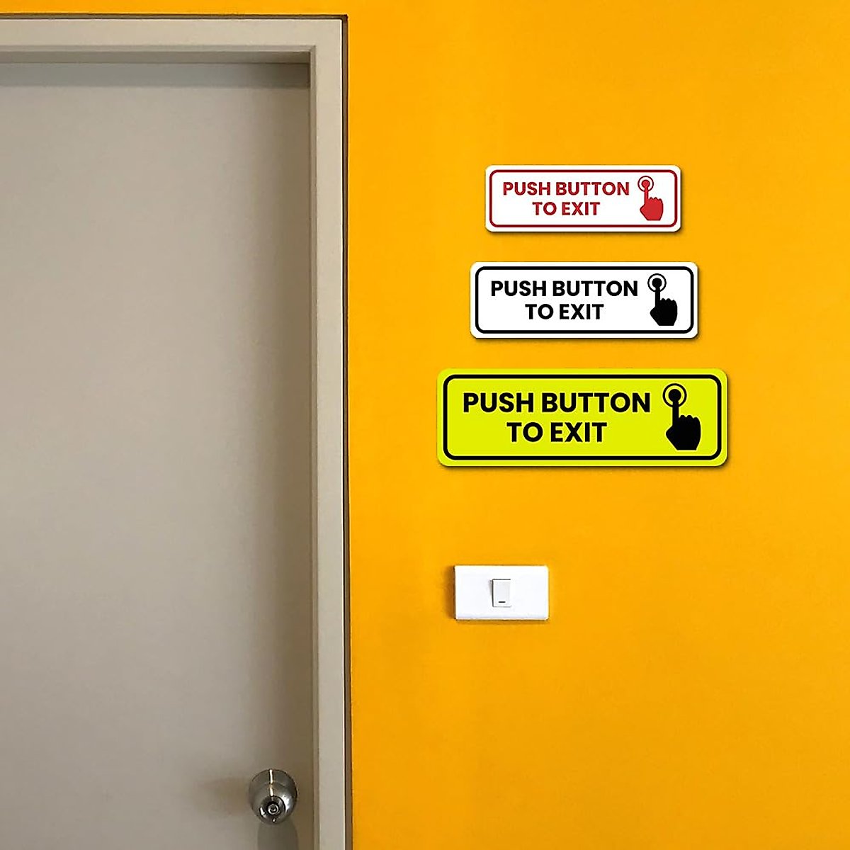 Signs ByLITA Standard Push Button To Exit Door or Wall Sign (Red) - Small