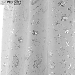 Daisy in Leaf 100% Cotton Embroidered Eyelet Fabric 42" Wide Sold by The Yard (White)