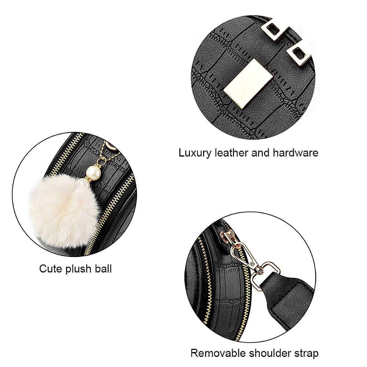 zhongningyifeng Small Circular Crossbody Purse, PU Leather Shoulder Bag for Women, Fashion Handbag Upgrade Waterproof