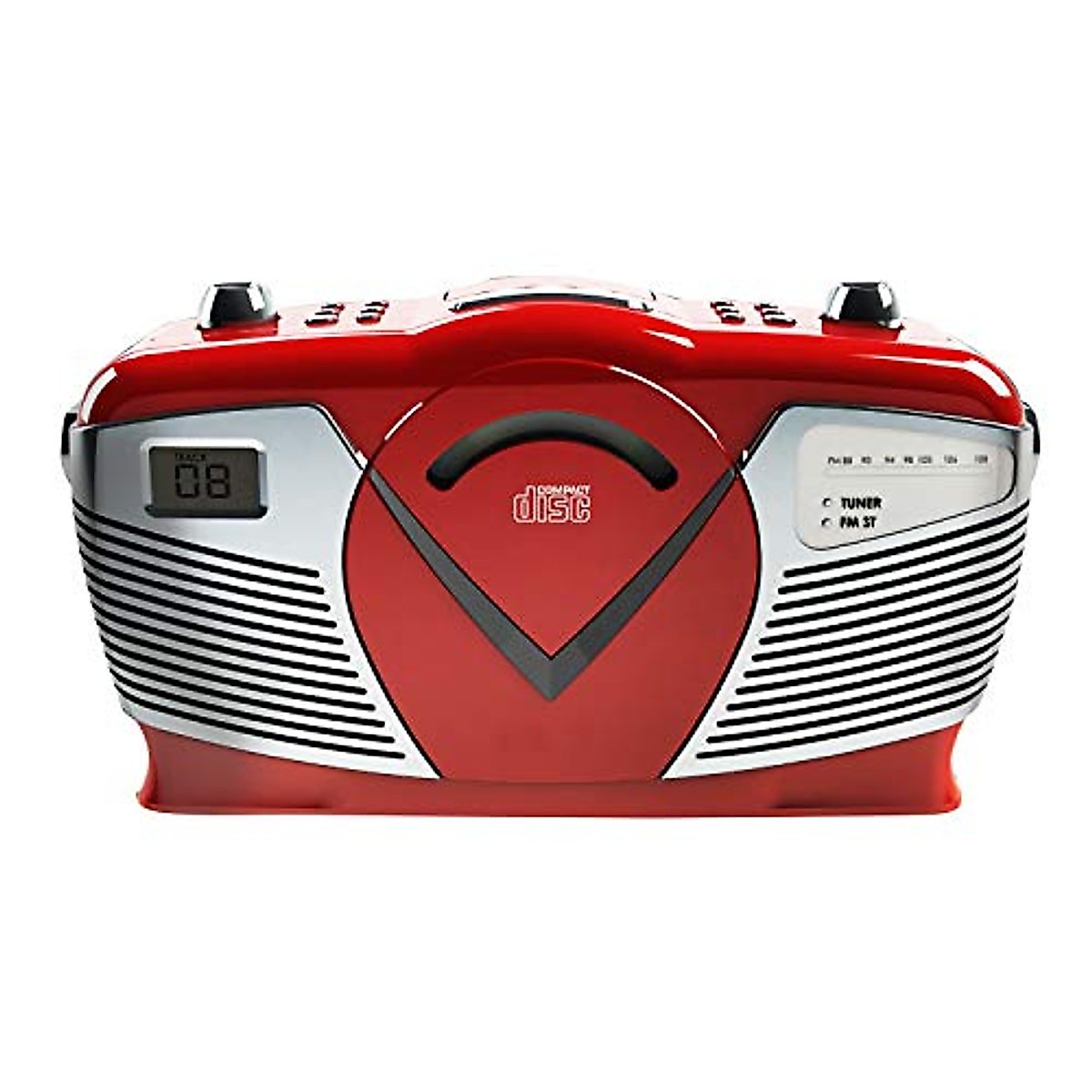 PROSCAN Retro Style Portable CD Boombox with AM/FM Radio- Top Loading CD - Aux-in Jack - AC & Battery Compatible - LCD Display - Carrying Handle