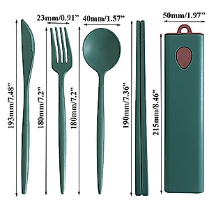 OURASHERO 4pcs Creative Plastic Tableware Set Light & Durable Cutlery Set Reusable Chopsticks Spoon Knife and Fork for Kids Adult Household Picnics Travel Gift with Storage Box