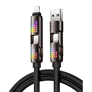 Syncwire 4-in-1 USB Charging Cable (3FT) 240W Multi-Port USB/USBC to USB C/Lightning Fact Charging Cable for iPhone series, MacBook Pro/iPad, Galaxy S24/S23+, iPhone 16/15, Android Auto etc