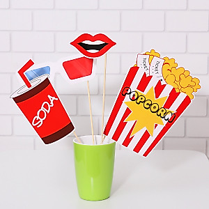 BESTOYARD Movie Night Party Photo Booth Props Kit - Movie Star Movie Night Party Supplies Decorations 21pcs