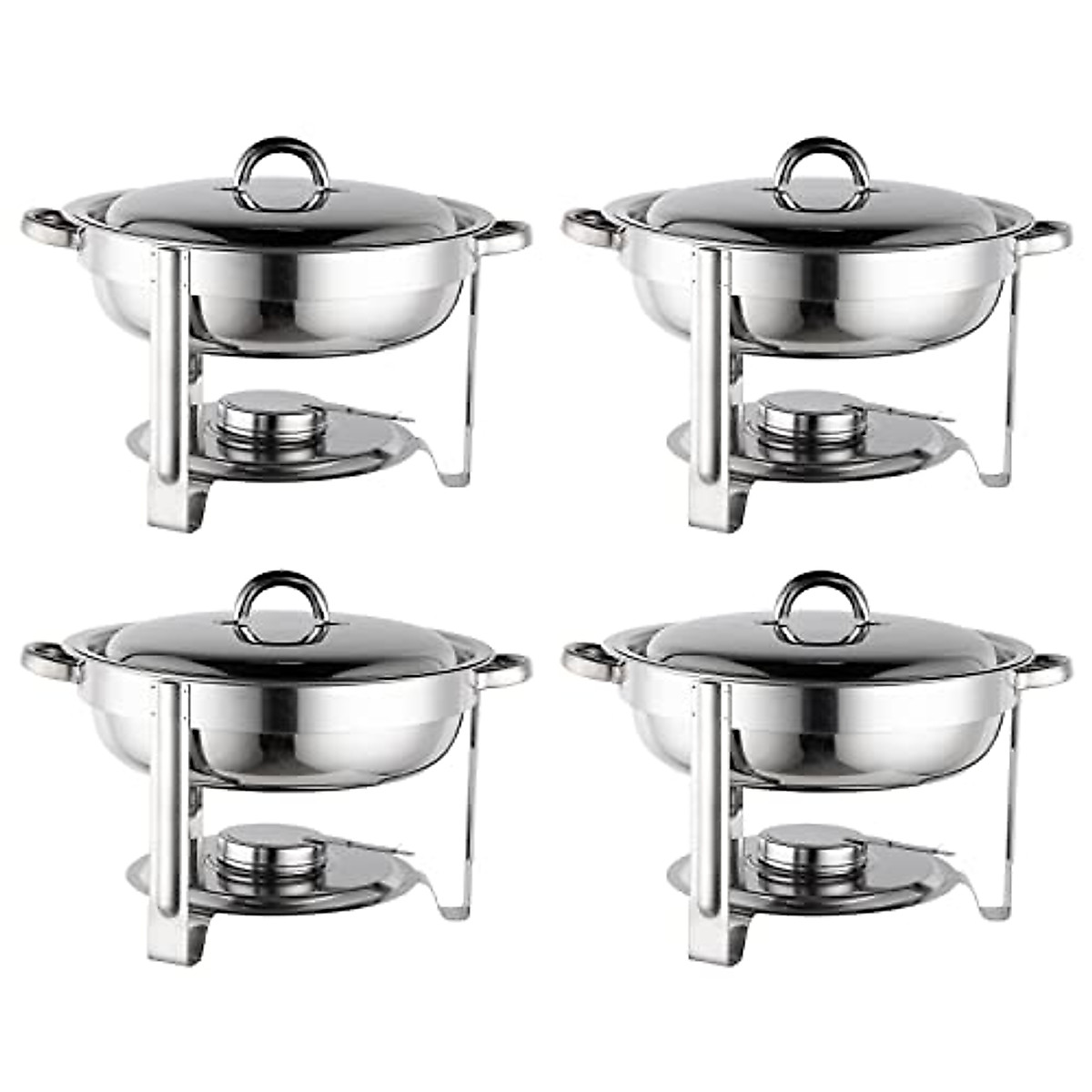FXTNKYY Chafing Dish,Round Chafing Dish Buffet Set,Stainless Steel Chafers and Buffet Warmers Set,3.5QT Chafing Dishes with Lid & Holder,Food Warmers for Parties Buffet/Home Party (4 Pack)